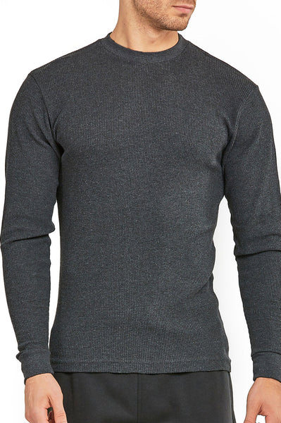 Cottonbell Men s Classic Waffle Knit Heavy Thermal Top M Black
